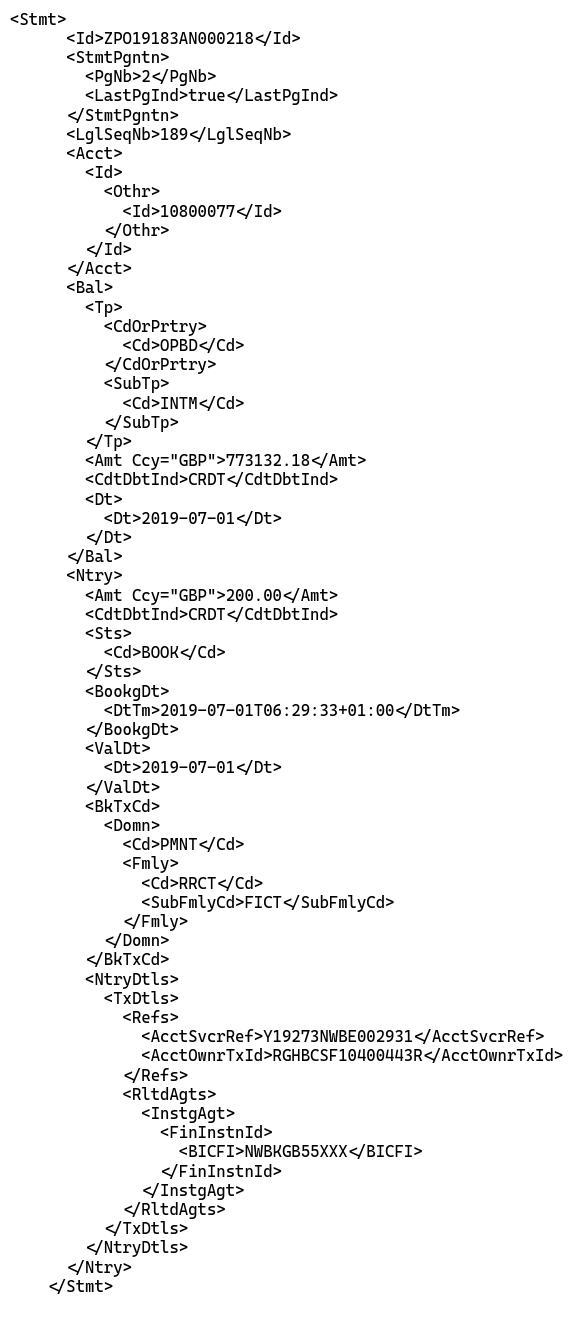 Camt.053 Message - Financial Messaging and Technologies